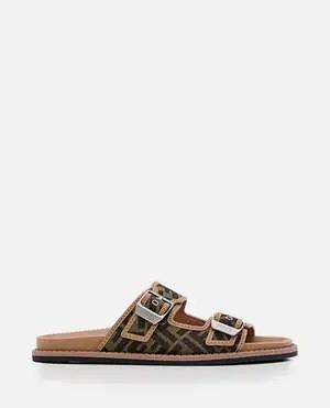 Fendi Feel Jacquard Sandals - Brown