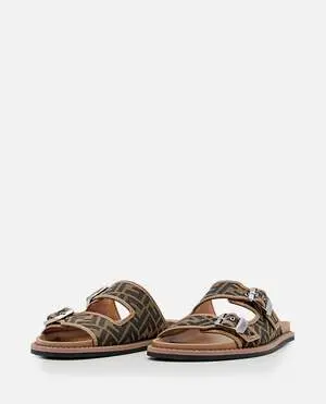 Fendi Feel Jacquard Sandals - Brown