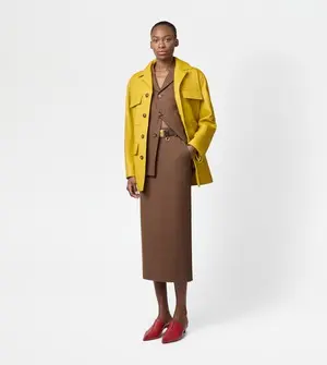 TOD'S Linen Canvas Midi Skirt