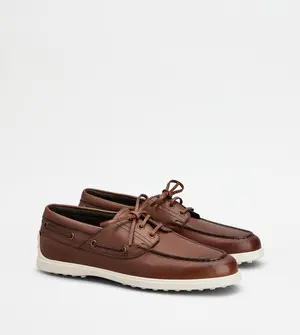 TOD'S Boat Shoes In Brushed Calfskin Leather