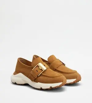 TOD'S Suede Mules With Metal Buckle And Chunky Rubber Outsole