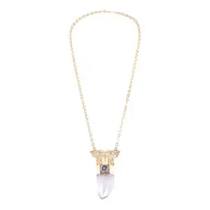 LUNAVERSOUL Monarch Quartz Pendant Necklace - Gold