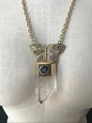 LUNAVERSOUL Monarch Quartz Pendant Necklace