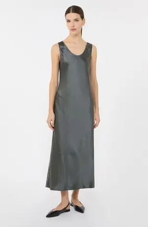 MM BY MAX MARA Talete Metallic Satin Slipdress