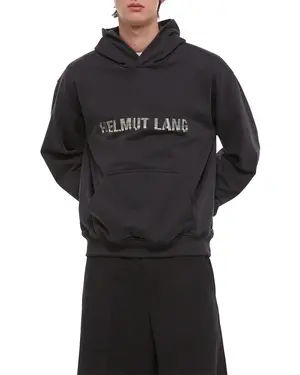 Helmut Lang Plaid Check Logo Hoodie - Vintage Black