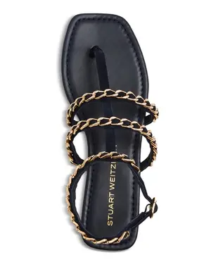 STUART WEITZMAN Soluxe Crystal-embellished Chain Sandals - Nice Blue