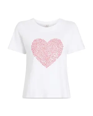 Cinq À Sept Rhinestone Doodle Heart Shrunken Tee - White/bisou