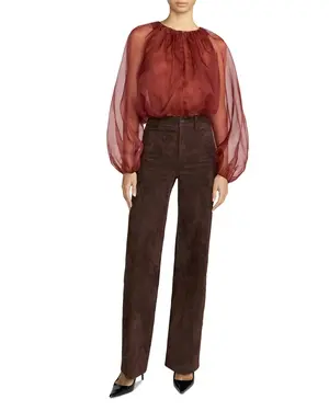 FRAME The Sheer Silk Balloon Blouse - Paprika