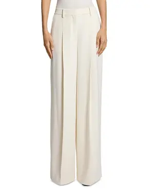 Theory Wide Leg Pleated Trousers - Rice