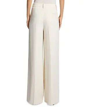 Theory Wide Leg Pleated Trousers - Rice
