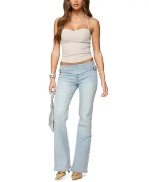 EDIKTED Kenza Belted Flared Jeans