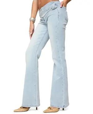 EDIKTED Kenza Belted Flared Jeans