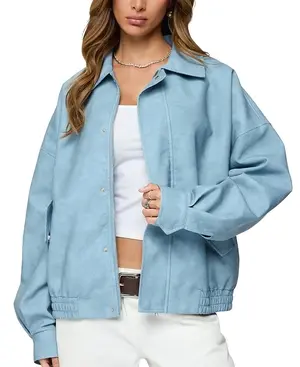 EDIKTED Oversized Washed Jacket - Light-blue-washed