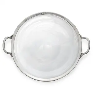 ARTE ITALICA Volterra Round Platter With Handles - White/silver