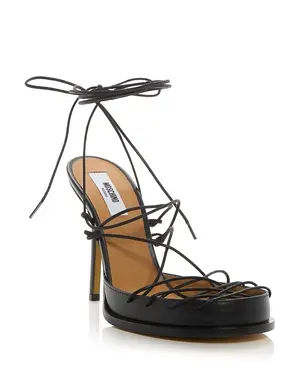 Moschino Laced Strappy Stiletto Sandals - Black