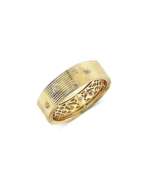 SYDNEY EVAN 14k Yellow Diamond Fluted Hinge Ring - Gold