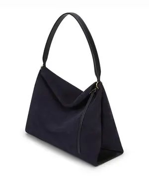 WANDLER Penelope Palissander Suede Tote - Navy Blue
