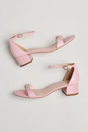 Maeve Ankle-strap Low Block Heels - Baby Pink
