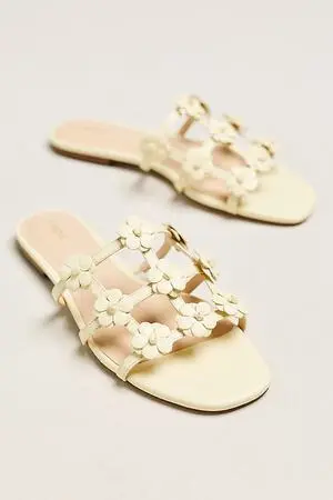 Maeve Flower Cage Slider Sandals - Light Yellow