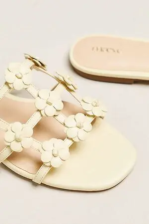 Maeve Flower Cage Slider Sandals - Light Yellow