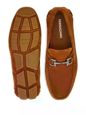 FERRAGAMO Gancini Buckle Suede Loafers