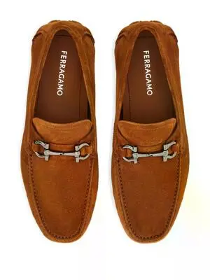 FERRAGAMO Gancini Buckle Suede Loafers