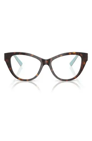 Tiffany & Co. 53mm Cat Eye Optical Glasses - Havana/demo Lens