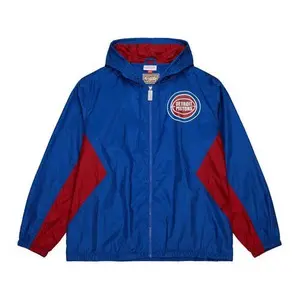 Mitchell & Ness Detroit Pistons Playmaker Full-zip Hooded Windbreaker Jacket