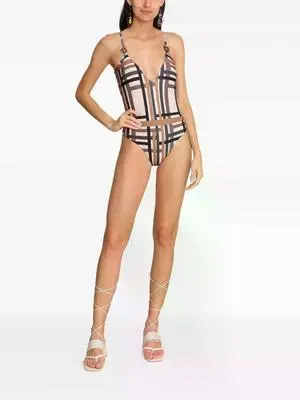 AMIR SLAMA Check-pattern One-piece Swimsuit