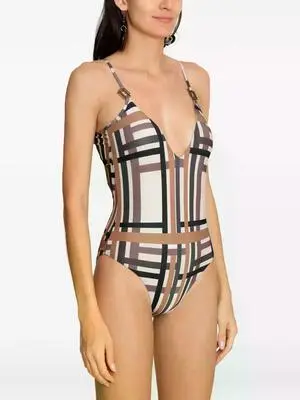 AMIR SLAMA Check-pattern One-piece Swimsuit