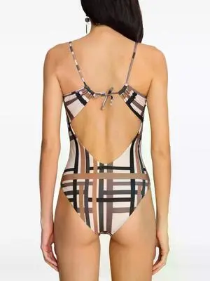 AMIR SLAMA Check-pattern One-piece Swimsuit