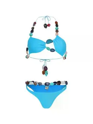 AMIR SLAMA Beaded Detail Bikini Set - Blue