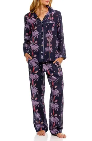 THE LAZY POET Emma Linen Pajamas - Blue