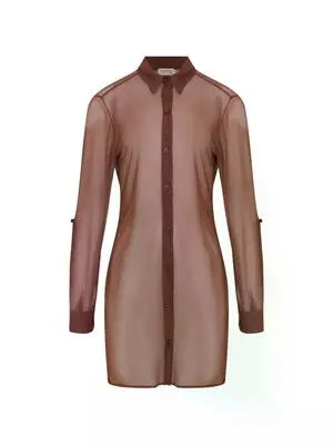 AMIR SLAMA Buttoned Long-sleeve Mini Dress - Brown