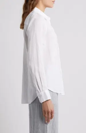 Caslon Casual Linen Button-up Shirt - White