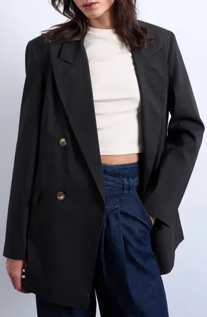 Topshop Pinstripe Double Breasted Blazer