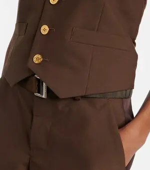 Sacai Paneled Vest - Brown