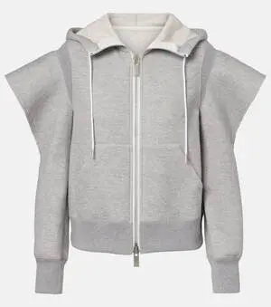 Sacai Cutout Cotton-blend Fleece Hoodie