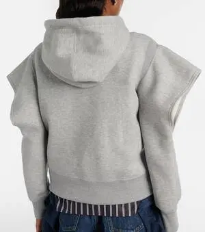 Sacai Cutout Cotton-blend Fleece Hoodie
