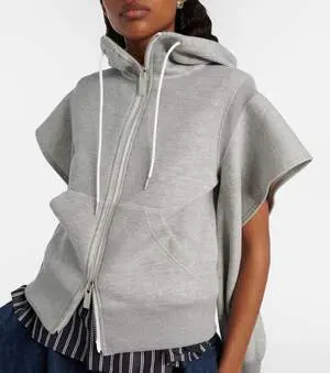 Sacai Cutout Cotton-blend Fleece Hoodie
