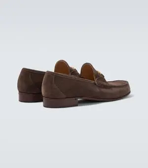 Valentino Garavani Vlogo Suede Loafers - Brown