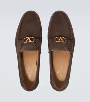 Valentino Garavani Vlogo Suede Loafers - Brown