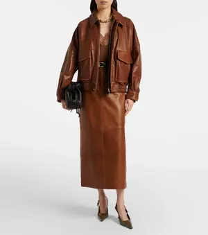 Nour Hammour Ghalia Leather Pencil Skirt