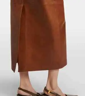 Nour Hammour Ghalia Leather Pencil Skirt
