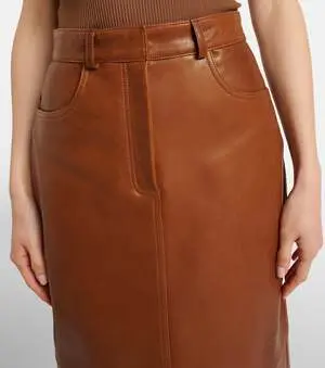 Nour Hammour Ghalia Leather Pencil Skirt