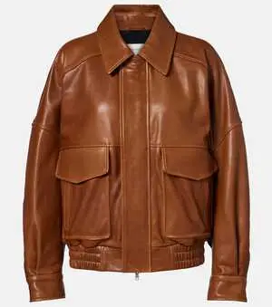 Nour Hammour Runa Leather Bomber Jacket