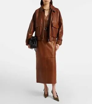 Nour Hammour Runa Leather Bomber Jacket