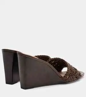 Veronica Beard Ellen Macrame Leather Wedge Mules