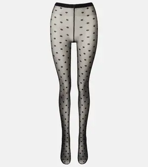 Wolford Daisy Floral Sheer Tights - Black