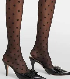 Wolford Daisy Floral Sheer Tights - Black